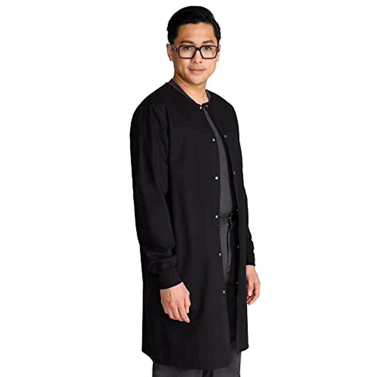 Cherokee Men & Women Scrubs Lab Coat Workwear Professionals 40" Snap Front Plus Size WW361, 3XL, Black