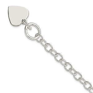 IceCarats 925 Sterling Silver Engraveable Heart Love Charm Bracelet 8.5 inch