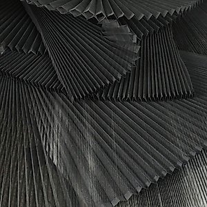 Tong Gu 59 x 39 inch Organ Pleated Organza Fabric Sheer Mesh Tulle DIY Craft Material by Meter (Black)