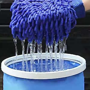 LHHweiusa 2 Pairs Car Wash Mitt Microfiber,5-Finger Microfiber Wash Mitts,Scratch Car Interior Exterior Cleaning Gloves,Strong Water Absorption Premium Chenille Washing Gloves