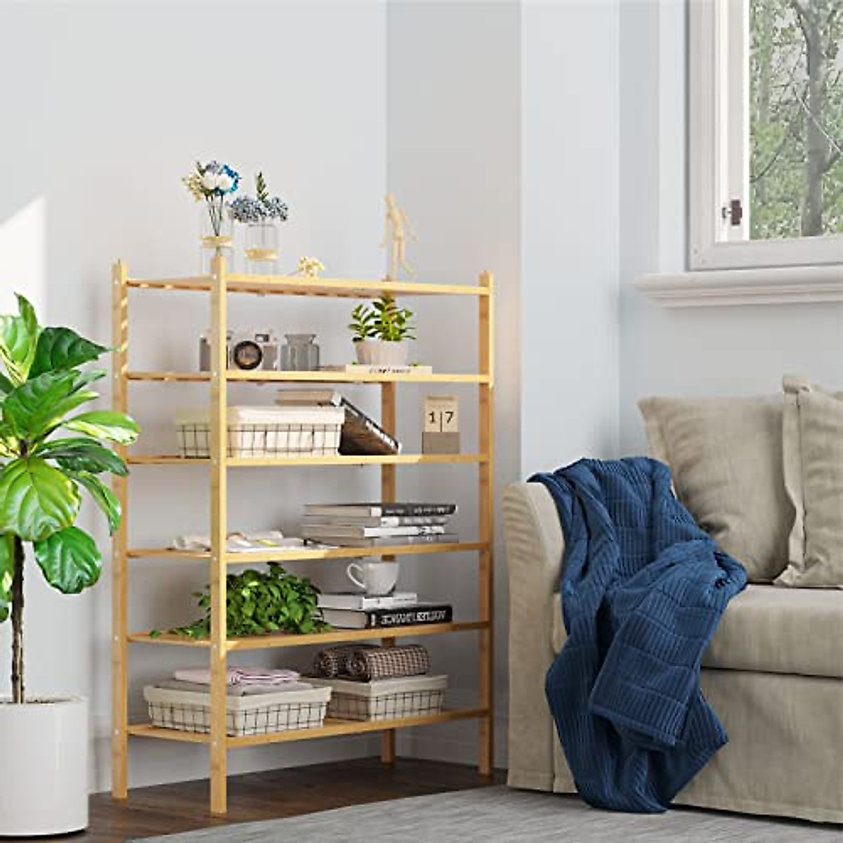 VERTORGAN Shoe Rack, 2 Tier Bamboo Stackable Shoe Shelf Storage Organizer for Entryway, Hallway, Closet and Living Room (Natural)