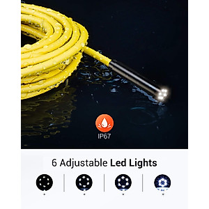 Wireless Endoscope, DEPSTECH Upgrade 5.0MP HD Inspection Camera, Scope Camera with Light,16 inch Focal Distance,16.5FT Semi-Rigid Snake Waterproof Borescope,2200mAh Battery for iPhone & Android-Yellow