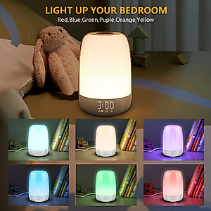 Firacer Touch Wake Up Night Light, Sunrise Alarm Clock, RGB Color Dimmable Small Beside Lamps for Bedrooms, Warm White Light with Sleep Aid Snooze Timer, for Kids, Friends Gift