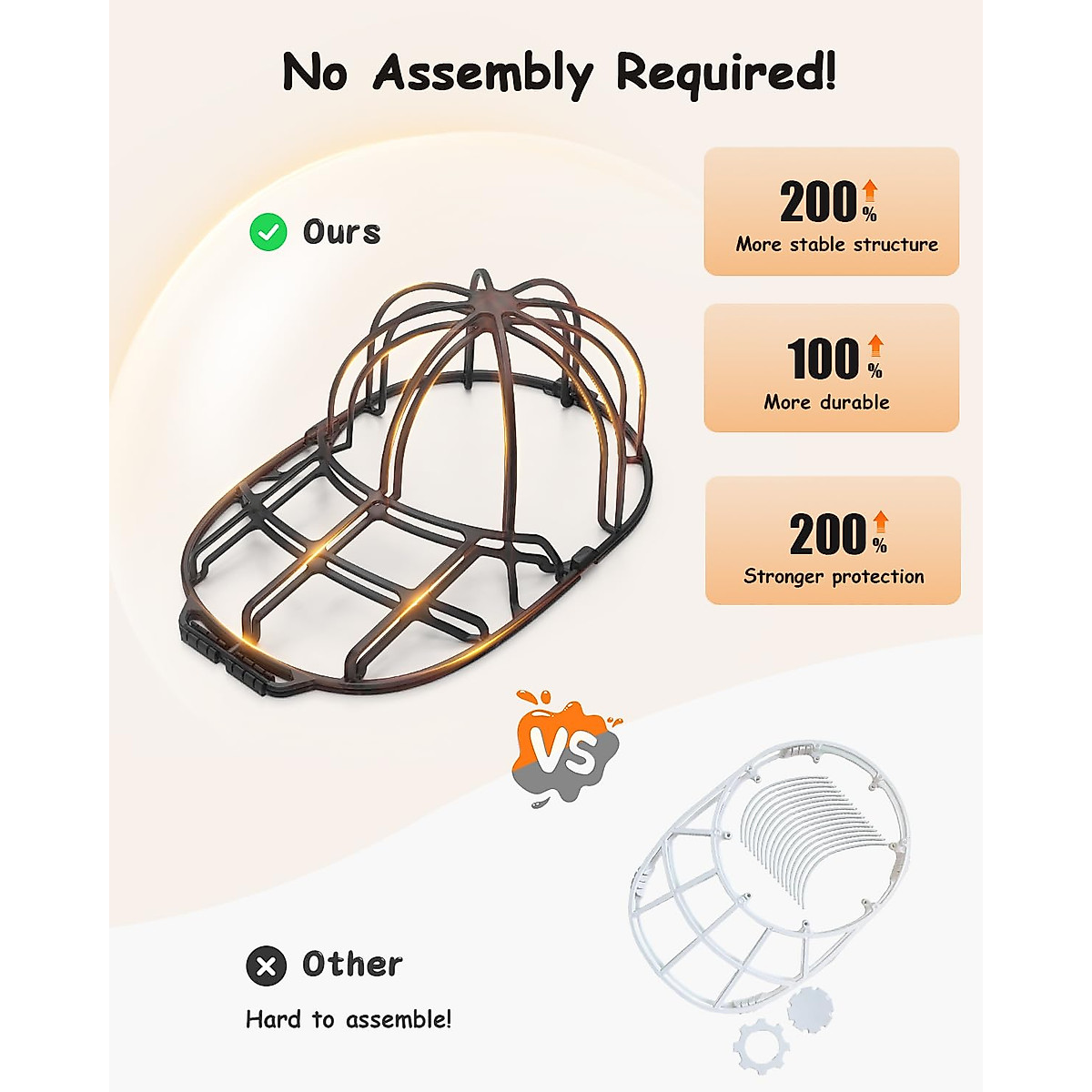 XQXA Hat Washer Cage - No Assembly Needed Hat Cleaner | Perfect Fit for Adult and Kids Hats | Ideal for Baseball Caps | Safe for Dishwasher and Washing Machine | Black, 1-Pack