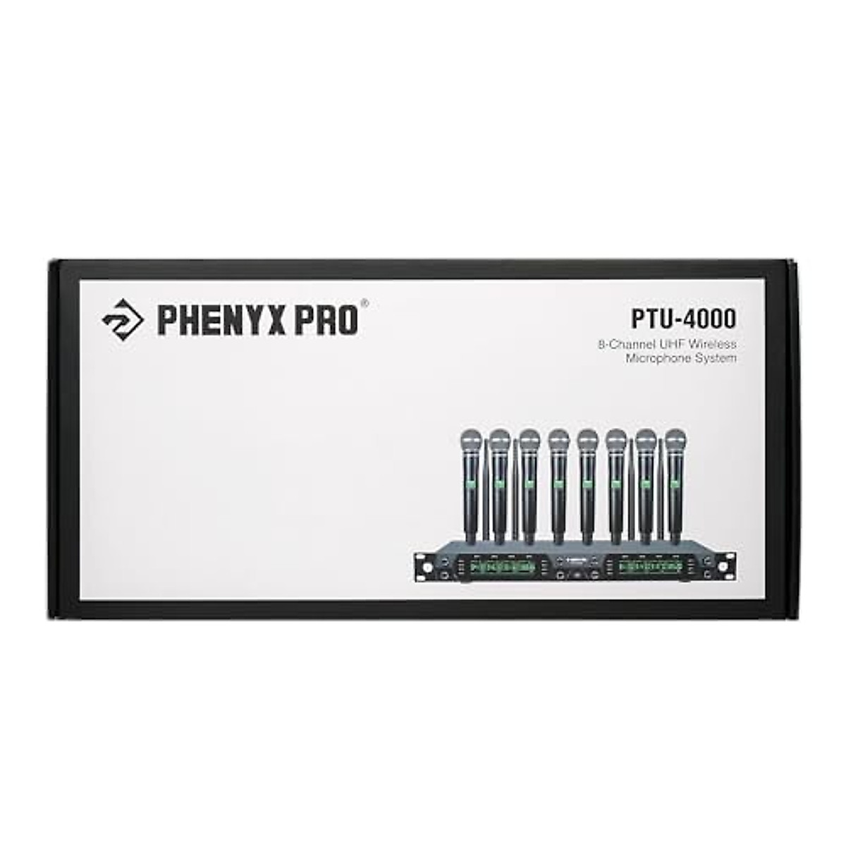 Phenyx Pro Wireless Microphone System, 8-Channel UHF Cordless Mic with Metal Handheld Wireless Mics, Fixed Frequency Dynamic Microphone for Karaoke,Church,Singing,DJ,260ft Range (PTU-4000-8H)