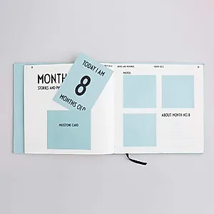 Design Letters Baby's First Year Book | Perfect Baby Book for New Parents Keepsake | Modern Memory Book with Envelope & Milestone Cards | Scrapbook Hardcover Album for Boys, Girls