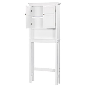 UTEX Bathroom Storage Over The Toilet, Bathroom Cabinet Organizer with Adjustable Shelves, Bathroom Space Saver for Bathroom, White