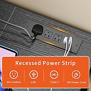 JOISCOPE Computer Desk with USB & Type-C Outlet, Home Office Desk with 2-Tier Storage Shelves, Modern Gaming Desktop Workstation, 60 inches, Black