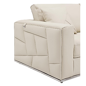 Blackjack Furniture Surton Top Grain Italian Leather Sectional Sofa for Living Room and Home Office, Modern Luxury L-Shaped Couch, 117" W, Right Arm Facing, Beige