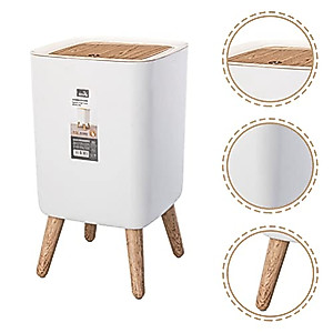 Zerodeko Trash Can Waste Basket Plastic Press Type Waste Bins Garbage Container Farmhouse Garbage Can for Home Kitchen Office Bathroom