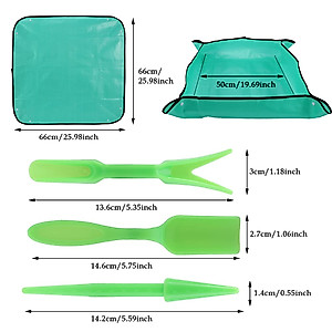 YHZNW 2PCS Plant Transplanting Repotting Mat Foldable Garden Work Cloth Waterproof Thicken Gardening Mat Change Soil Watering Pads with 3Pcs Miniature Succulent Hand Tools(Size:1Set)