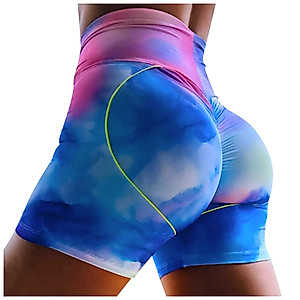 Bblulu Women Yoga Shorts Ruched Booty Biker Shorts High Waisted Gym Workout Shorts Butt Lifting Hot Pants