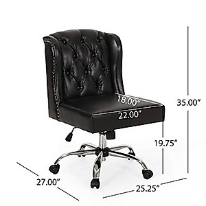 Christopher Knight Home Tammy Contemporary Wingback Tufted Swivel Office Chair, Midnight Black