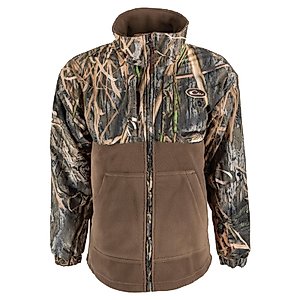 DRAKE Unisex Youth's MST Eqwader Warm Moisture-Wicking Fleece Lined Waterproof Windproof Breathable Full-Zip Outdoor Jacket, Mossy Oak Shadow Grass Habitat, 10