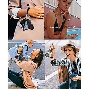 BVGA Wristlet Keychain Bracelet with Wallet，Silicone Bead keyring Bracelet Bangle Car Key Ring Holder Tassel Keyring for Women