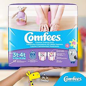 Comfees Girl Training Pants, Size 4T-5T, White, 114 Count