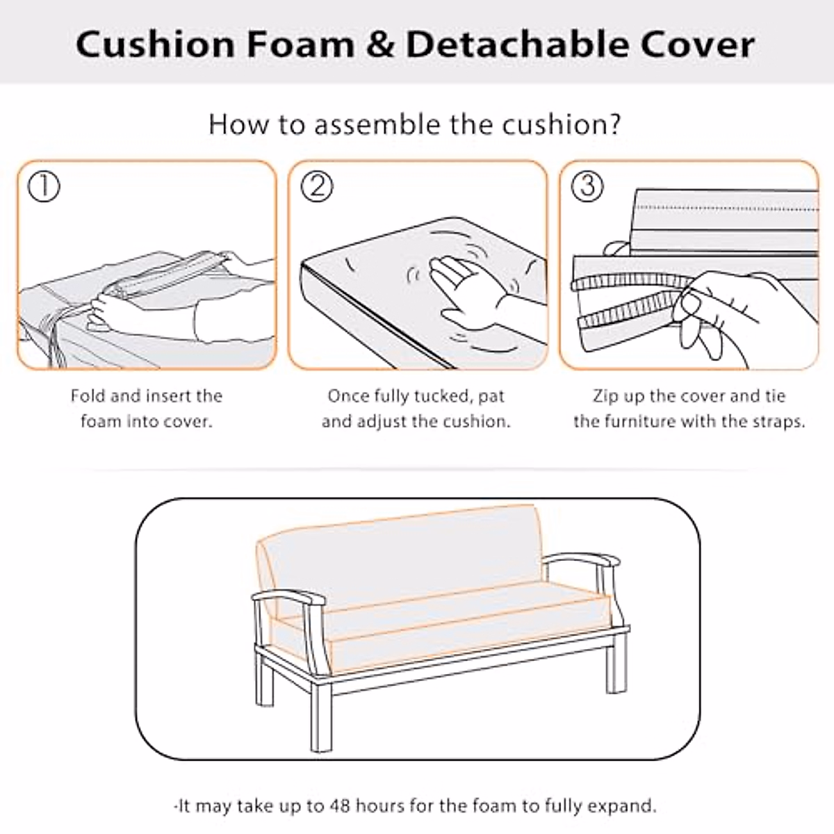 Sundale Outdoor Waterproof Olefin Bench Cushion, 59 x 18 x 4 Inch Outdoor/Indoor Durable Thicken Pad with Adjustable Straps, Patio Garden Sofa Settee Couch Loveseat Cushion (Red)