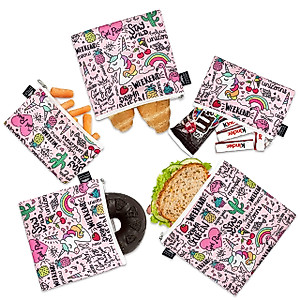 Dual Layer Reusable Sandwich Bags -Unicorns & Rainbow