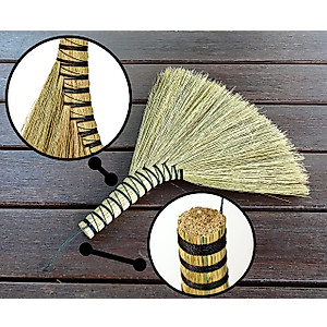 Handmade Turkey Wing Whisk Broom 13inch Asian Thai Feather Duster Natural Grass Dustpan Hand Brush