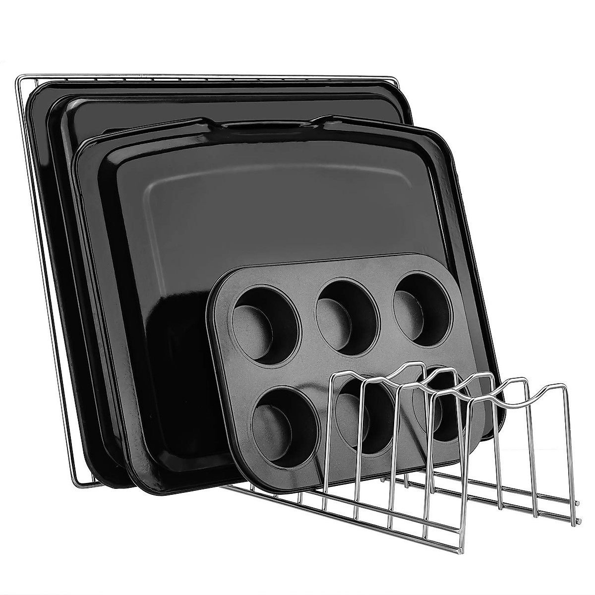 WenZBros Kitchen Pot Rack Lid Holder Organizer, Rest Cutting Boards, Bakeware, Baking Sheet, Stainless Steel