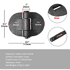 4 PCS 4-1/2"x 3-1/2" Weldable Heavy Duty Gate Hinges Folding Flip Round Edge Hinge with Removeable Pin, 180 Degree Weld on Hinges for Cabinet, Trailer Ramp Truck Cargo Gate Heavy Gates (5mm thickness)