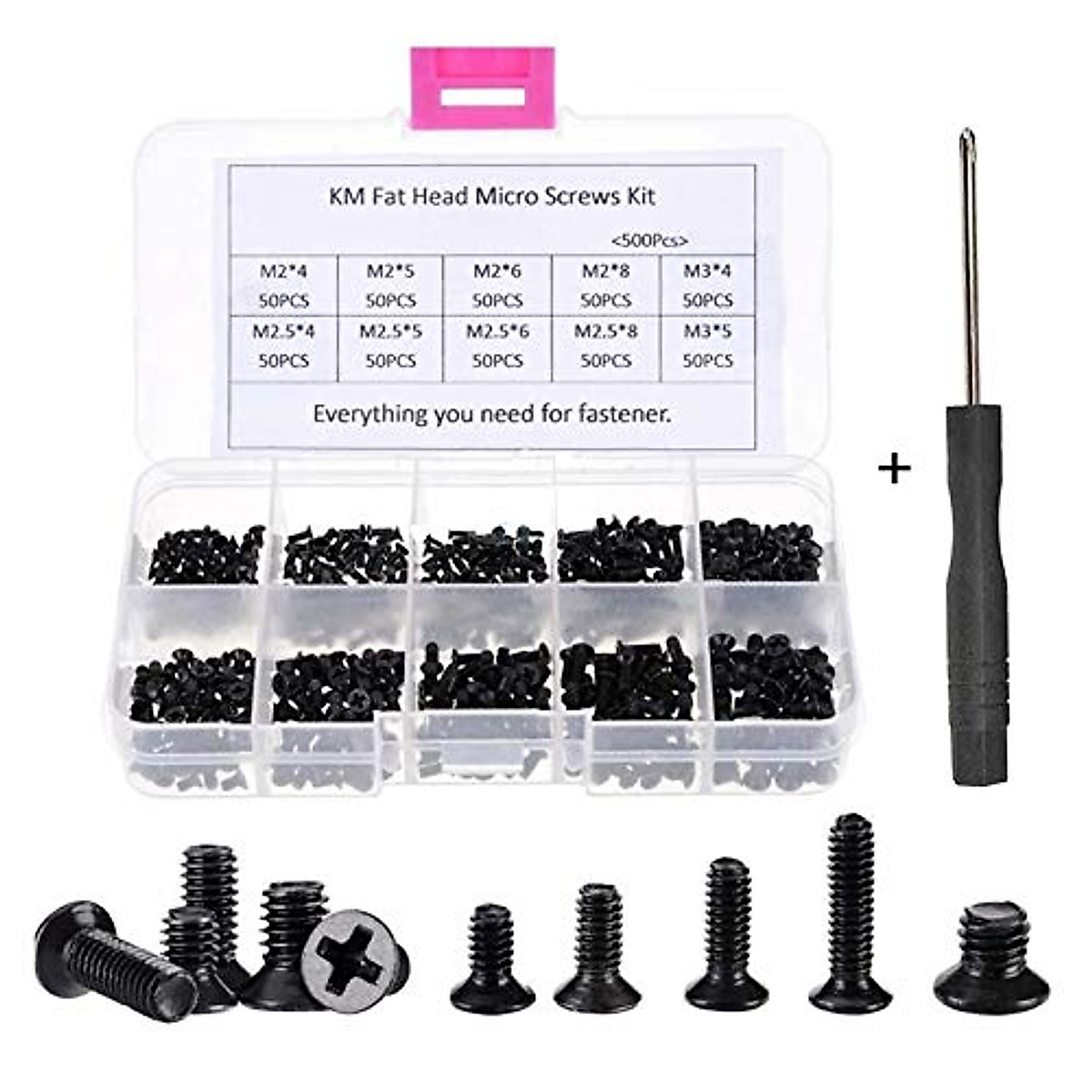 OPYTR Screw Anchors M2 M2.5 Laptop Notebook Screws Set Computer Electronic Digital Mini Mechanical Assortment Repair Kit Hardware Anchors (Size : 250pcs)