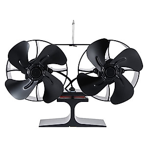 Ifan Heat Powered Fireplace Fan with a Thermometer, Quiet Wood Stove Fan, Eco Stove Dual Motors Fans for Air Circulation Heating