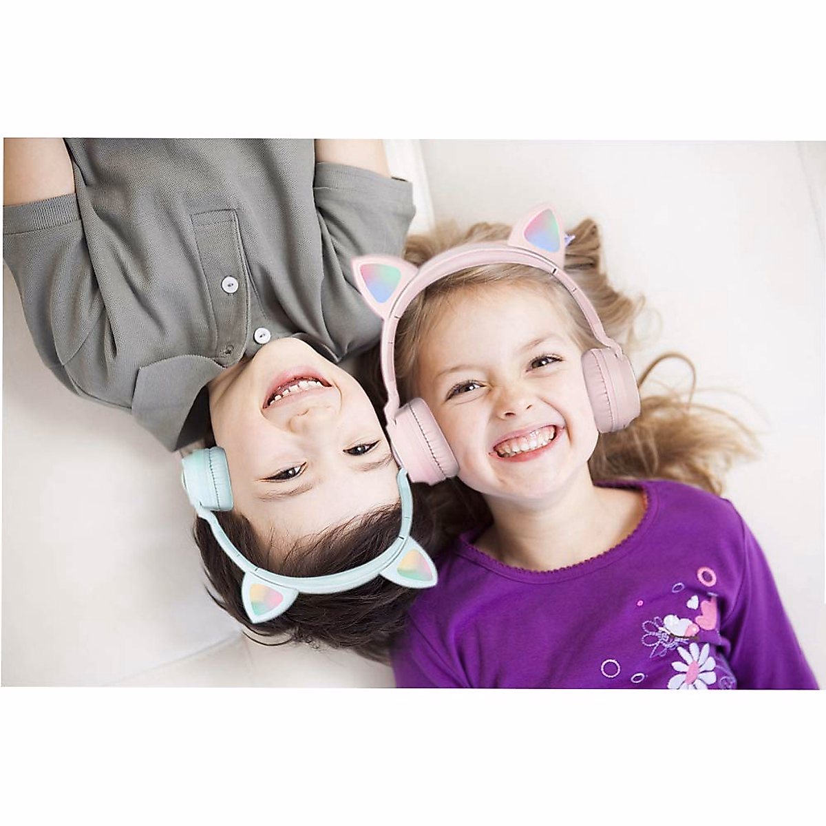 Viwind Kids Bluetooth Headphones,Wireless Over-Ear Headphones with Microphone,Cat Ear Headset with SD/TF Slot,Stereo Sound,Wireless & Wired Mode for Girls,Boys, Children,Teens, Student-Green