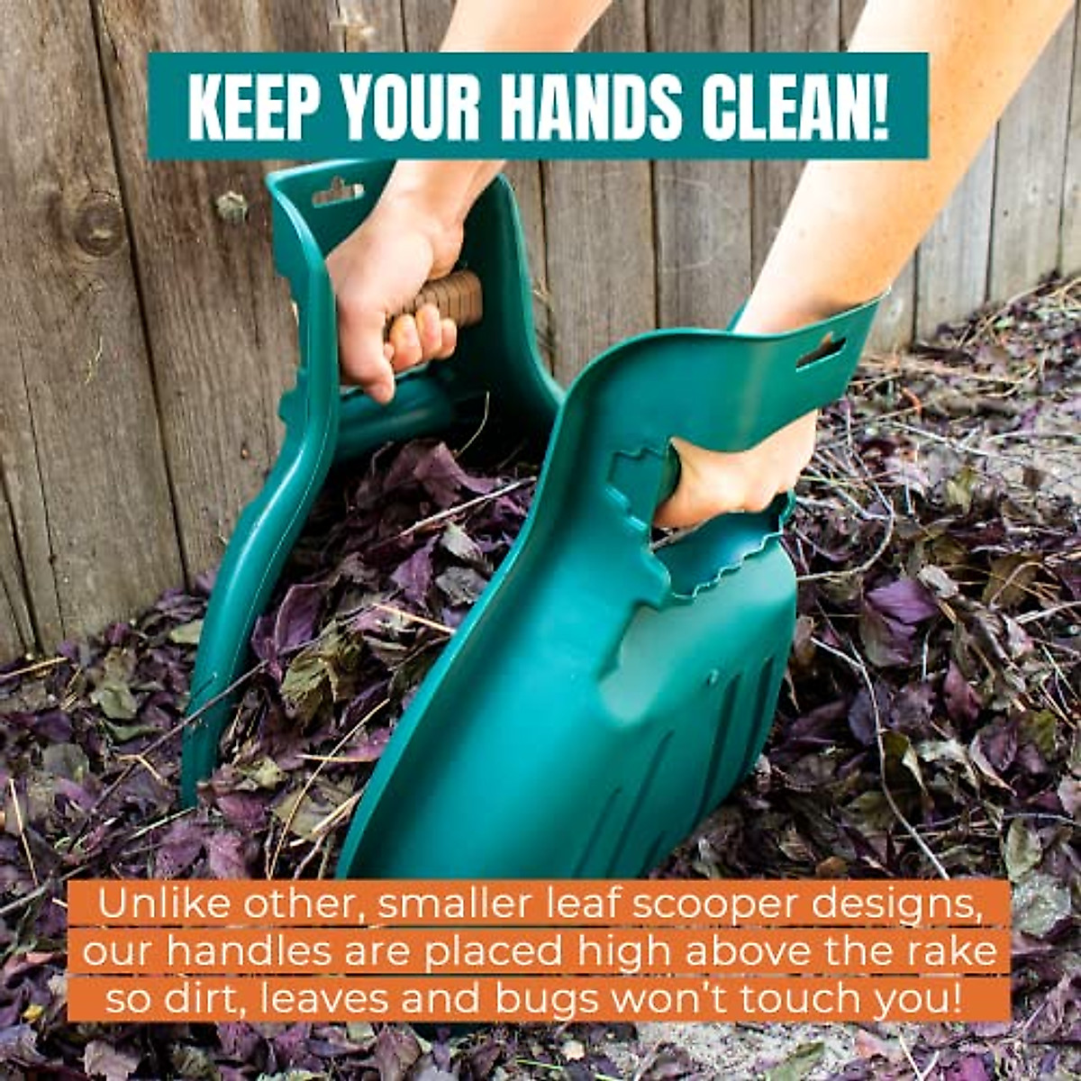 MEKKAPRO Leaf Scoops and Claws V2.0, 1-Pair (2 Pieces), Sturdy Ergonomic Grip, Large Hand Held Garden Rake Grabbers for Leaf Lawn Grass Removal