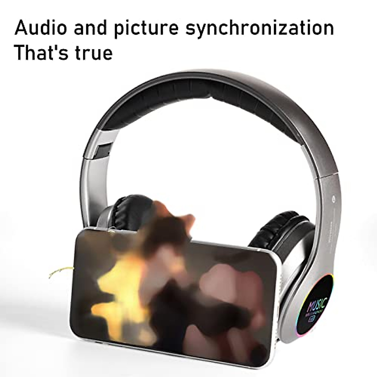 MUMICO Sport Over-Ear Bluetooth Headphones - Stereo Headset with LED, Wireless Wired Dual-Mode, Micro TF, FM for Cell Phone, PC, Folding, Light Weight for Prolonged Wear (White)