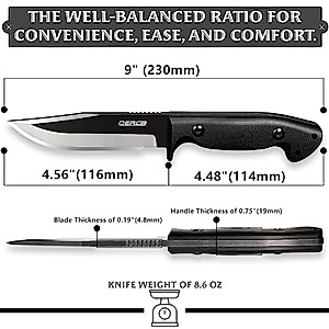 OERLA TAC OLK-033RD Outdoor Knife Fixed Blade Camping Hunting Survival Field Knife 420HC Full Tang Steel with Kydex Sheath and EDC Tactical Belt Clip