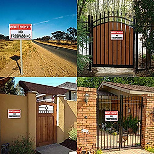 Abuff Private Property Sign, 10-Pack No Trespassing Aluminum Warning Sign - 10"x 7" .04"- Outdoor Use for Home Yard Business Driveway Alert, Reflective, UV Protected & Waterproof