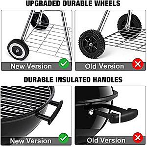 SRHMYWBW Portable Charcoal Grill for Outdoor 17 Inch Barbecue Grill 4.5kg/10 Lbs Charcoal BBQ Grill Round BBQ Kettle Outdoor for Outdoor Cooking Picnic Patio Backyard (Red)