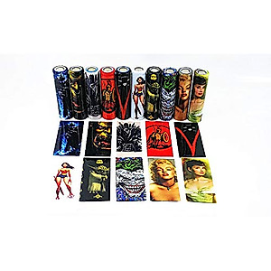 SnowTing 20pcs Pre-Cut 18650 Battery Wraps Cover Movie Series Protective Sleeve Heat Shrink Wrap - 10 Styles with Transparent Box