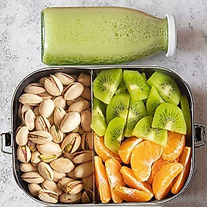 G.a HOMEFAVOR Divided Stainless Steel Bento Box, 2 Compartments Lunch Box, Lock Clips Design, 1200ML Metal Lunch Box Containers, Steel Lunch Box, Sandwich Container - Dishwasher Safe - Leak Proof