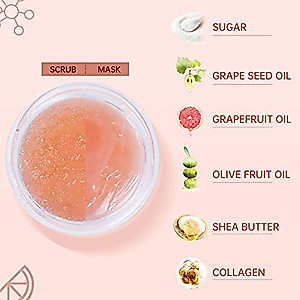 ANAIRUI Lip Therapy Set - Collagen Lip Care Kit - Lip Sleeping Mask & Sugar Lip Scrub, Lips Plumping Mask for Lip Line Wrinkle Treatment, Lip Balm & Moisturizer for Dry Chapped Lips, Exfoliating Repairing Lips Overnight (Grapefruit & Collagen)