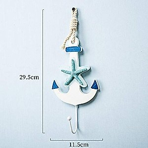 VORCOOL Convenient 1pc Wall Hook Coat Hook Clothes Hooks Hanger Wall Door Hanging Decorations Hook for Room Home Mediterranean Ocean Style (Sea Star Iron Anchor) Hook