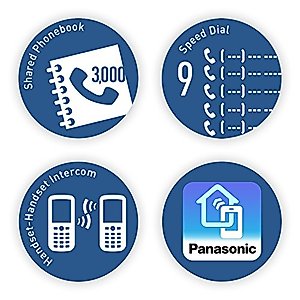 PANASONIC Link2Cell Bluetooth Cordless Phone System with Voice Assistant, Call Blocking and Answering Machine. DECT 6.0 Expandable Cordless System - 4 Handsets - KX-TGF574S (Silver)