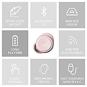 PALOVUE Wireless Earbuds, in-Ear Earphones with Bluetooth 5.3, Built-in Mic, 35H Playtime Deep Bass Stereo, with Lightweight Compact Charging Case for Sport/Work Compatible iPhone Android