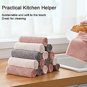 K&janet6am Dish Cloths for Washing Dishes, 6 Pack Kitchen Dish Cloths, Super Absorbent Microfiber Cleaning Cloth, Premium Waffle Dish Towels for Kitchen, 12x12 Inches