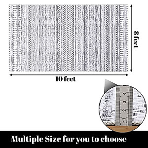 COZYLOOM Large Area Rug 9x12 Modern Geometric Floor Cover Non-Slip Washable Living Room Rug Boho Indoor Non-Shedding Area Rug Bedroom Home Office Kitchen Dining Room Throw Carpet Light Grey