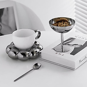 LIZEALUCKY Stainless Steel Ice Cream Goblet Cups Serving Dessert Dish Bowls for Salad Fruit Cereal Pudding for Home Hotel Restaurants Parties(Tall)