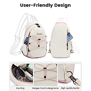 Sucipi Crossbody Sling Bag for Women Convertible Hiking Backpack Trendy Shoulder Bag Chest Bag Lightweight Belt Bag Mini Backpack for Travel Sport