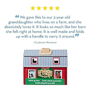 Melissa & Doug Fold and Go Wooden Barn With 7 Animal Play Figures - Farm Animals Portable Toys For Kids And Toddlers Ages 3+