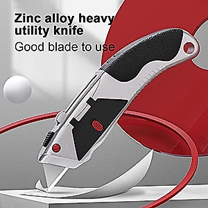 Deli Tools Utility Knife, Blade Storage In Handle With 9 Extra Blades Auto-Load Box Cutter Heavy Duty Knife For Wood Feather Paper, Retractable 3 Position (Total 10 Blades)