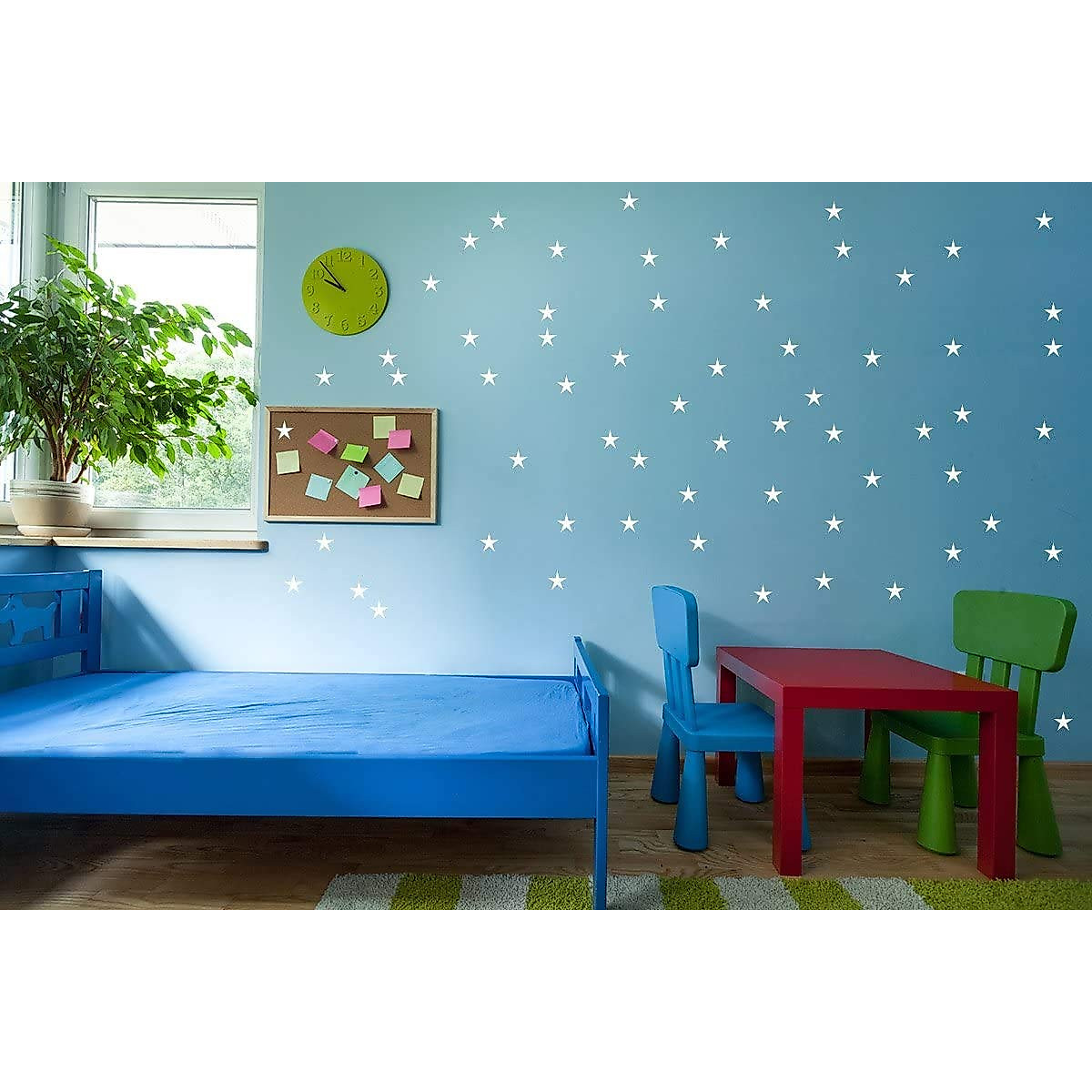 Easma Star Wall Decals (191stars+1moon+1heart) 3 Size White Stars and Moon Decals Removable Peel and Stick Stickers Fits Kids Room Decor