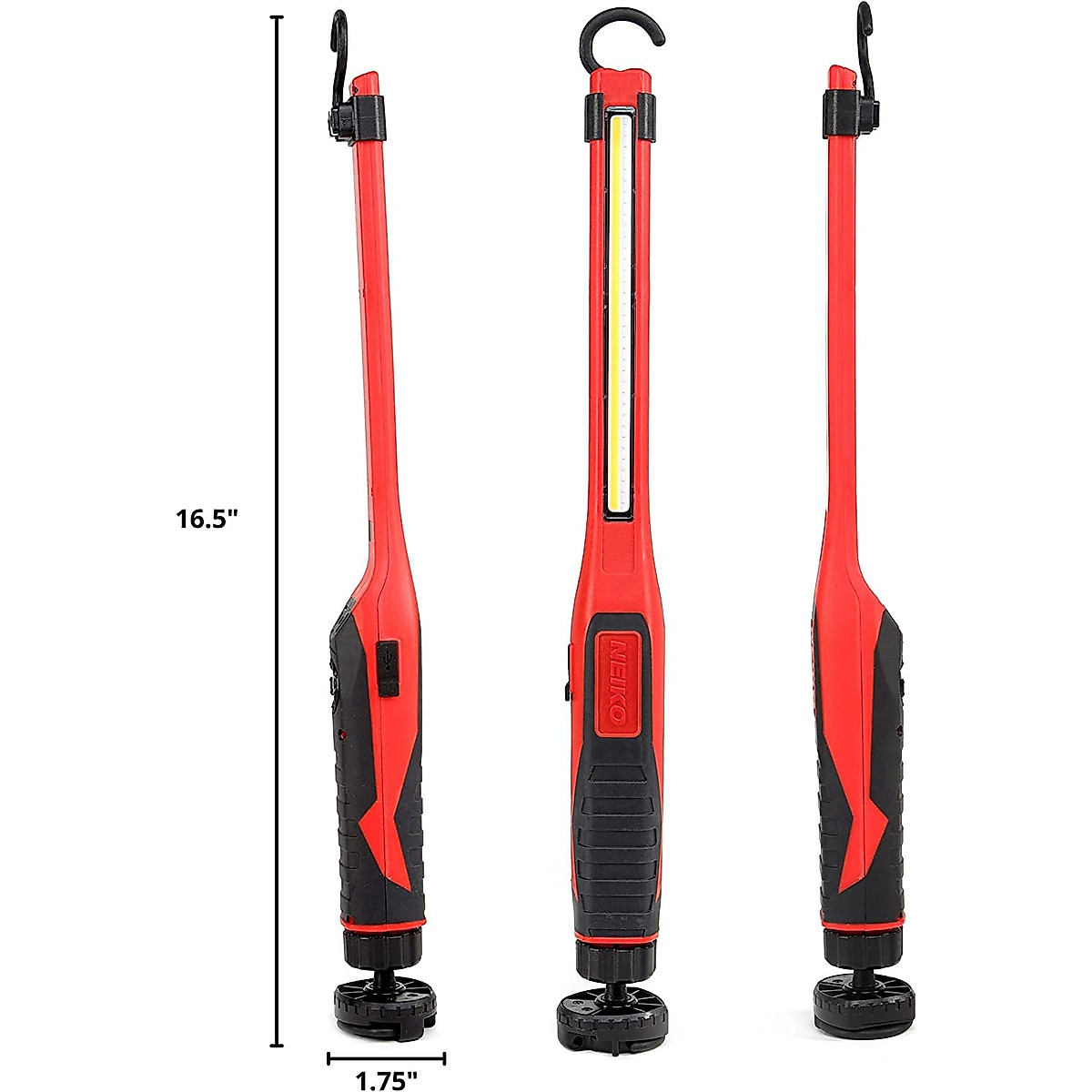 NEIKO 40344A Swivel Work Light | 2 in 1 Rechargeable Flash Light, 7W Adjustable COB LED and UV Blacklight, 4 Pack, 360 Degree Magnetic Flashlight w/Hooks, 150-650 Lumens, Mechanics Shop Light