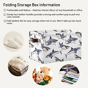 SDMKA Fabric Storage Baskets Sharks Foldable Baskets Large Storage Bins for Organizing Shelves Closet Home, Decorate Your Rooms