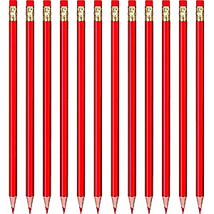 Zhanmai Checking Erasable Pencils Red Pencils Pre-Sharpened #2 HB with Erasable Tops for Checking Map Coloring Tests Grading (24 Pieces)