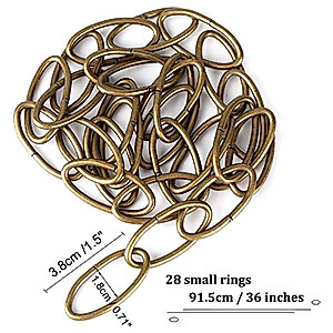 OOTSR Swivel Swag Hook, Heavy Duty Swivel Ceiling Hook and Metal Chain Extension for Hanging Plants/Chandeliers/Baskets/Indoor & Outdoor Use, Brass Color, 36 inches Chain